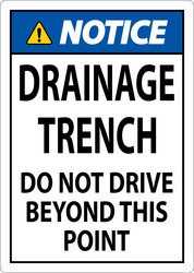 Warning sign drainage trench - do not drive Vector Image