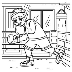 Boxing boxer stance coloring page for kids Vector Image