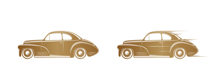 Golden car logo icon Royalty Free Vector Image