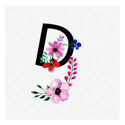 Letter d watercolor floral background Royalty Free Vector