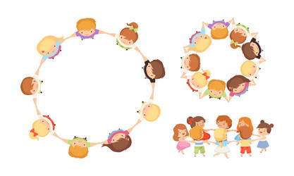 Little children round dancing holding hands Vector Image
