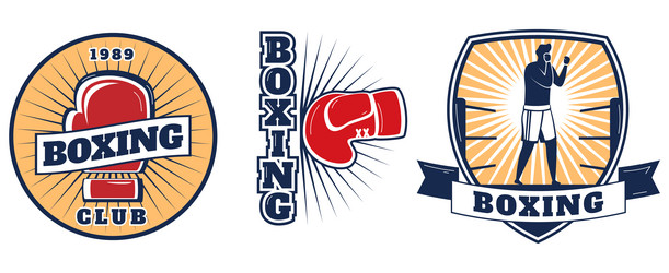 Boxing emblem fight sport label boxer sign Vector Image