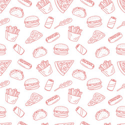 Cooking doodle seamless pattern kitchen elements Vector Image