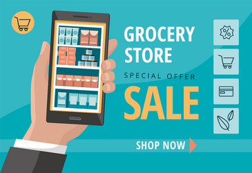 Food and grocery online shopping application Vector Image