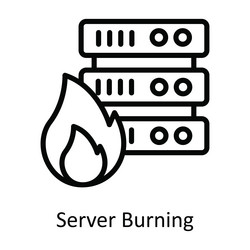 Server burning fill outline icon design ill Vector Image
