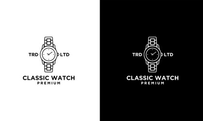 Simple classic watch logo Royalty Free Vector Image