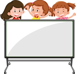 Children with blank board in cartoon style Vector Image