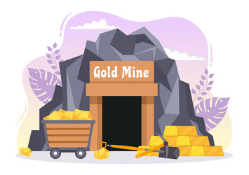 Gold mine with mining industry activity Royalty Free Vector