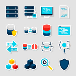 Big data ai stickers Royalty Free Vector Image