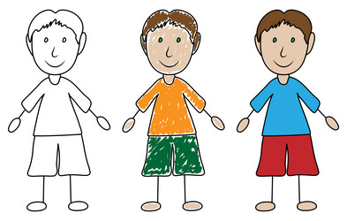 Boy in hand drawn style kids drawing Royalty Free Vector