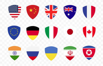 Flag in shield frame icons sign design Royalty Free Vector