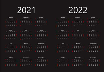 2021 calendar week starts sunday Royalty Free Vector Image