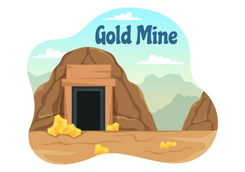 Gold mine with mining industry activity Royalty Free Vector