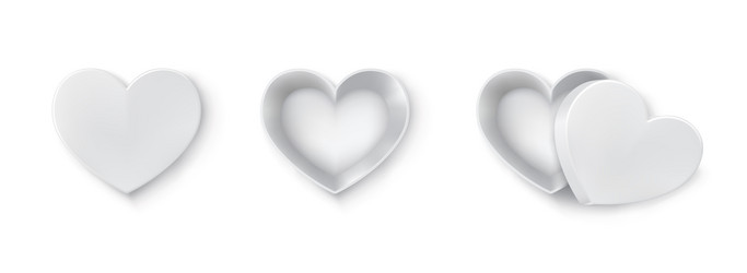 Heart shaped gift boxes realistic set Royalty Free Vector