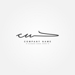Cu handwritten signature logo - logo template Vector Image