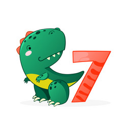 Cute dinosaur cartoon numbers Royalty Free Vector Image