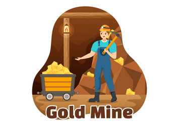 Gold mine with mining industry activity Royalty Free Vector