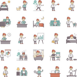 Cartoon kid daily routine activities set Vector Image