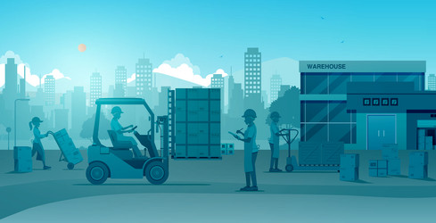 Warehouse inside isometric composition Royalty Free Vector