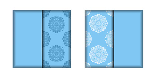 Greeting card template in blue color Royalty Free Vector