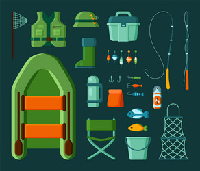 Fishing tools and equipment Royalty Free Vector Image