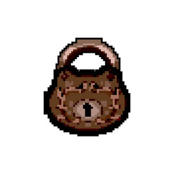 Safety padlock vintage game pixel art Royalty Free Vector