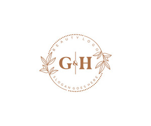 Initial gh letters floral frames botanical Vector Image