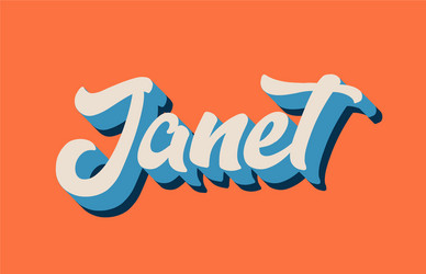 Black and white janet hand written word text Vector Image