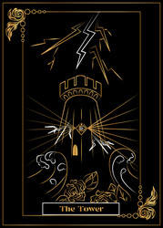Major arcana tarot cards the tower large tower Vector Image