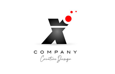 X alphabet letter logo with red dot and black Vector Image