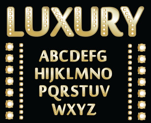 Bling style gold font design alphabet letters Vector Image