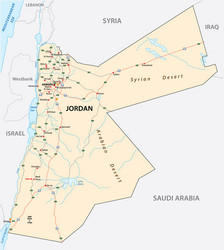 Kingdom of jordan road map Royalty Free Vector Image