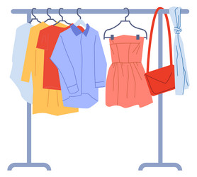 Metal clothes rack with men suit and shirts Vector Image
