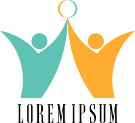 Teamwork group people and heart logo Royalty Free Vector