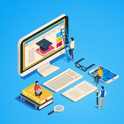 Online business training 3d isometric Royalty Free Vector