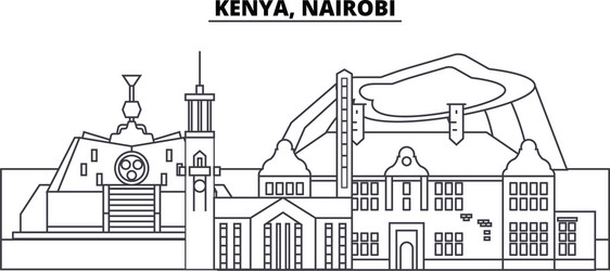 Nairobi skyline kenya hand drawn sketch Royalty Free Vector