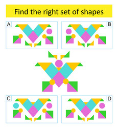 Logic puzzle for children find the correct set Vector Image