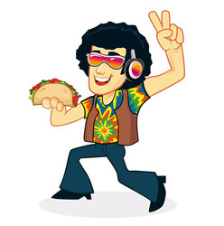 Cute taco mascot waving hand Royalty Free Vector Image