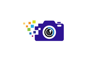 Pixel art camera logo icon design Royalty Free Vector Image