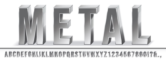 Brutal metallic style font set metal bold Vector Image