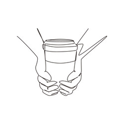 Single one line drawing take away retro Royalty Free Vector