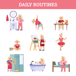 Cartoon Kid Daily Routine Activities Set Vector Images (over 290)