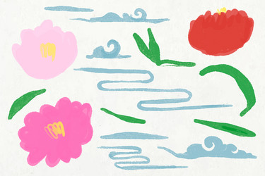 Pink Flower Hand Drawn Botanical Royalty Free Vector Image