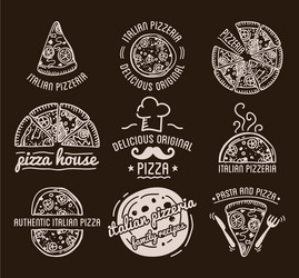 Pizza label design typographic set Royalty Free Vector Image