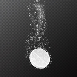 Tablet with bubbles effervescent dissolving Vector Image
