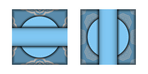 Blue color greeting card template with vintage Vector Image