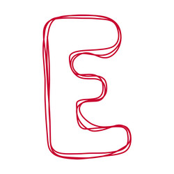 Tracing alphabet letter e prewriting dotted line Vector Image