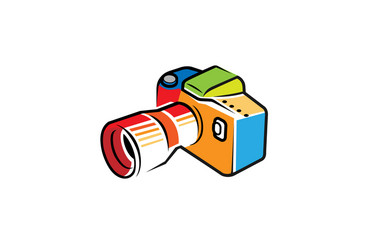Creative colorful camera logo design symbol Vector Image