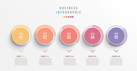 Five simple color steps process infographic Vector Image