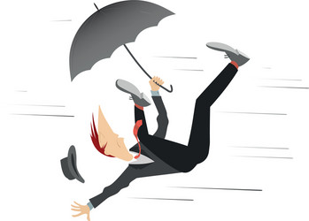 Strong wind rain and man with umbrella Royalty Free Vector
